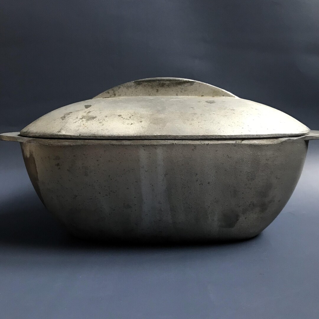 Vintage Oval Cast Iron Pan, Soviet Duck Roasting Pan, Heavy Metal Dutch ...