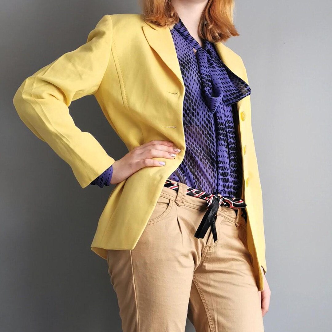 Vintage Yellow Wool Jacket - Small Size EU 32, F 34, IT 38, GB 6, US4 ...