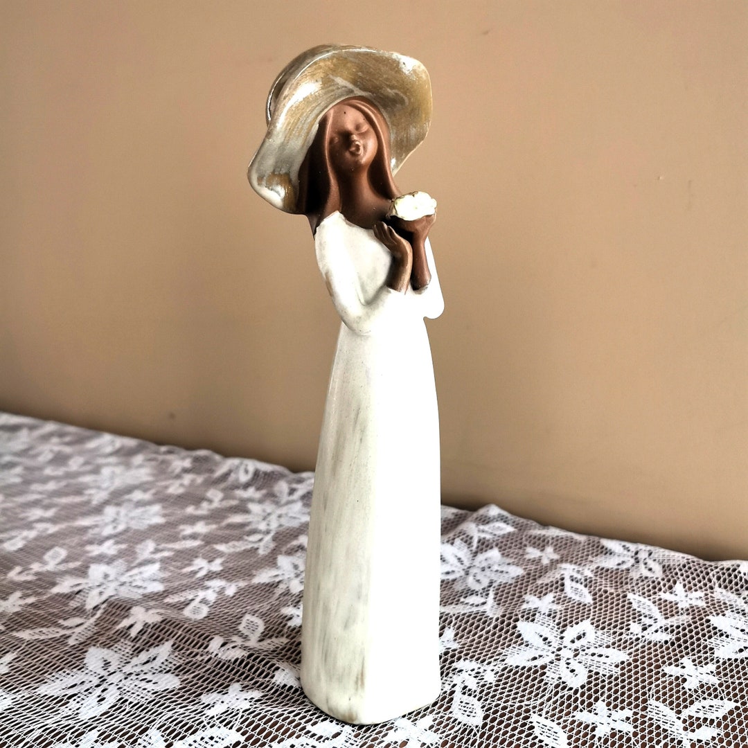 Vintage Flower Girl Big Hat Figurine 25 Cm 10 - Etsy