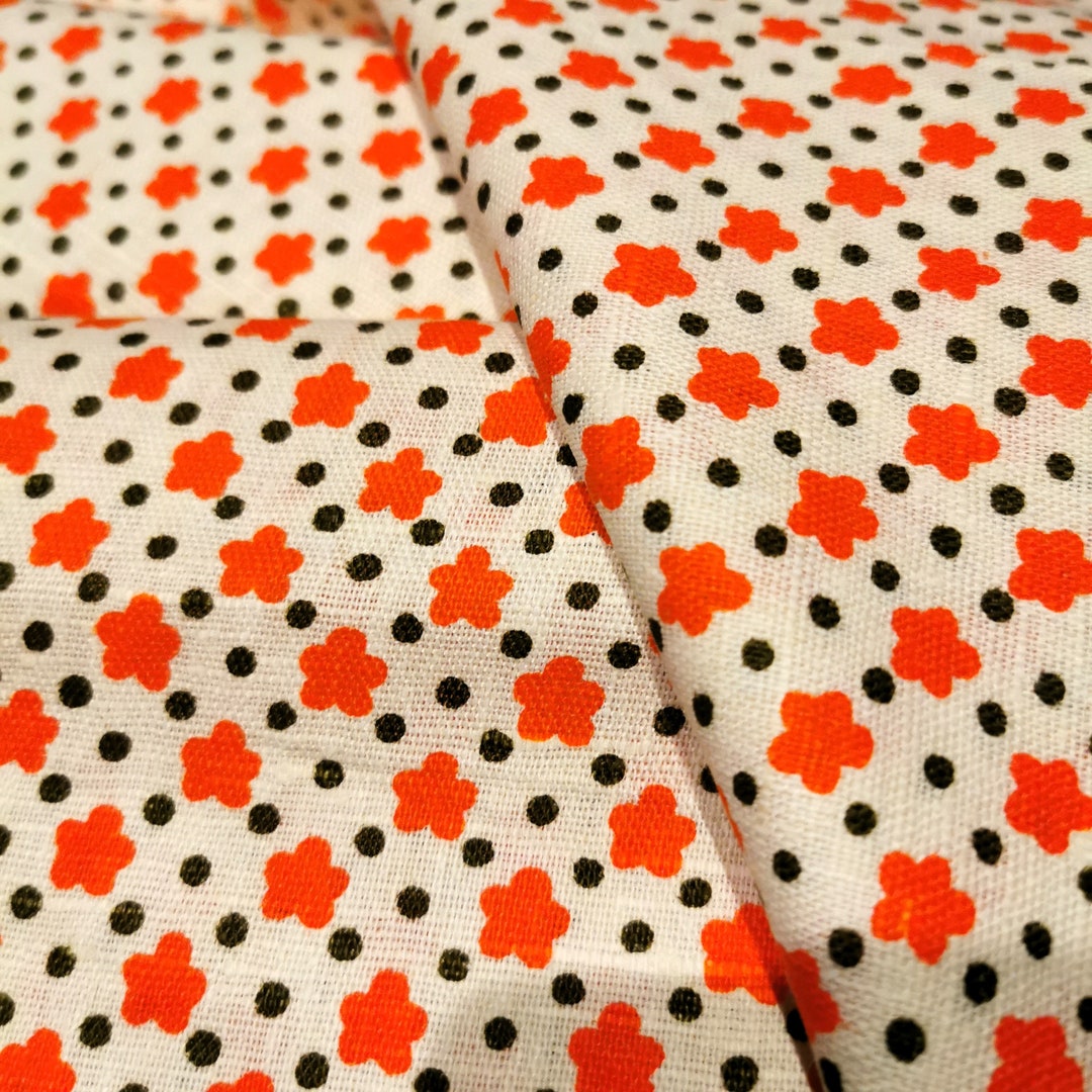 Soviet Fabric, 1980s Vintage Flax & Cotton Material Width 89 Cm, Linen ...