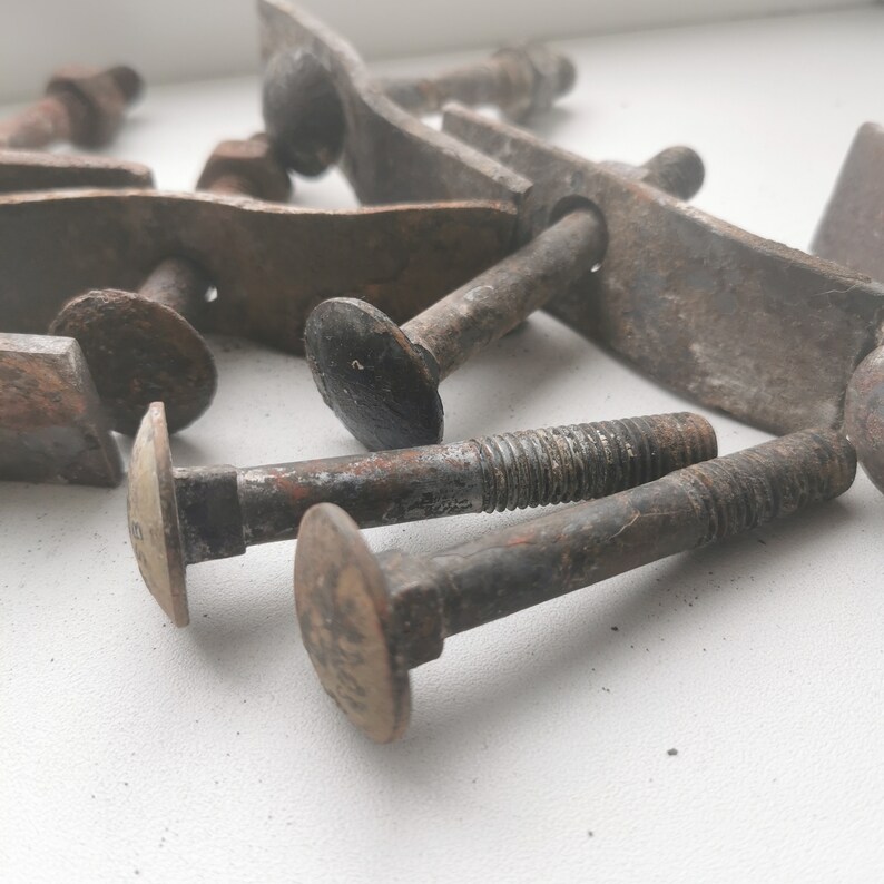 Vintage Connecting Bolts Set, Old Rusty Steel Bolts From Railway Wagon ...