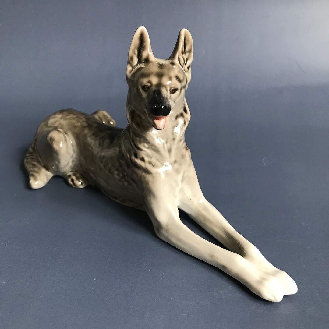 1960s Lomonosov LFZ Porcelain German Shepherd Dog Figurine, Vintage ...