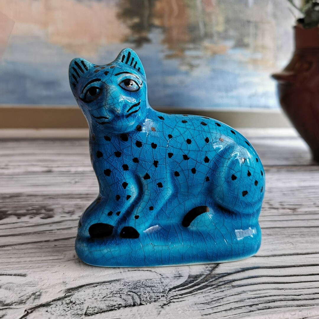 1960s British Museum Blue Cat Figurine BMPL, Vintage Cat Spotted ...