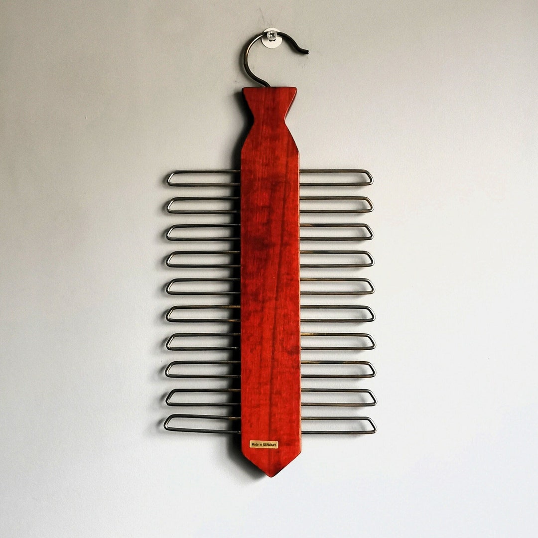 Vintage German Wood Tie Rack, Stylish Holder for Neckties and Scarves ...
