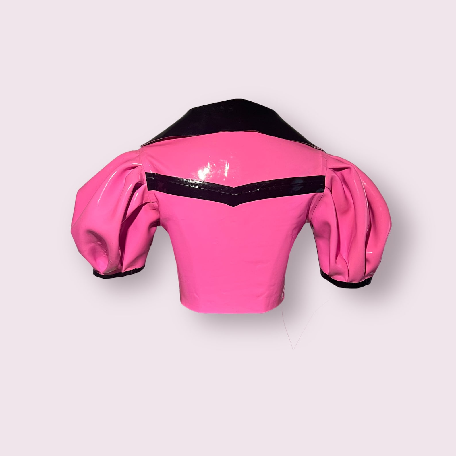 Latex Biker Jacket, Puff Sleeve Biker Jacket, Rubber Jacket, Pink and ...