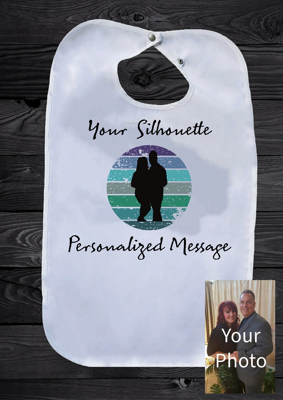 Your Silhouette Custom Bib, Special Occasion Adult Bib - Etsy