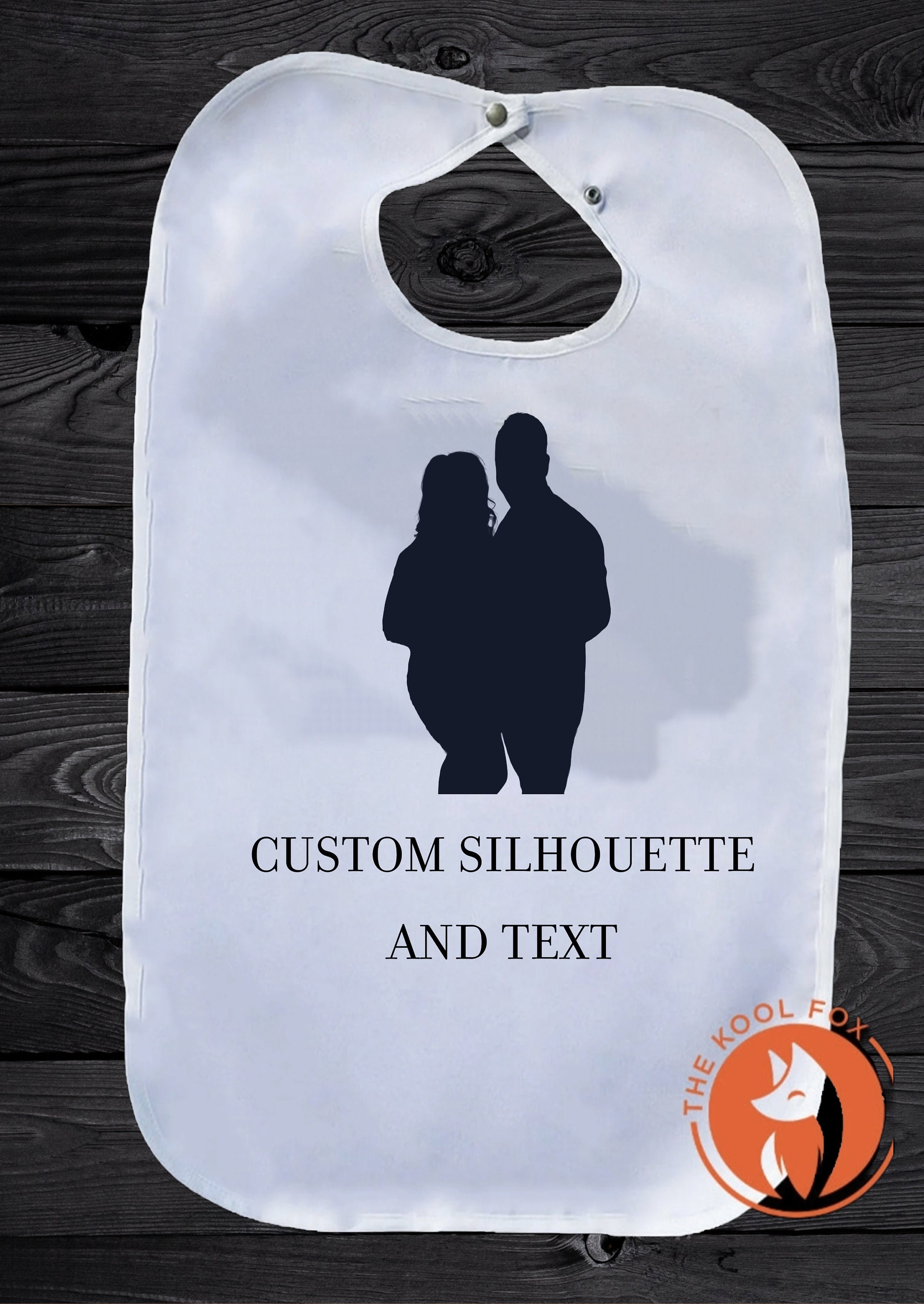 Custom Silhouette Adult Bib and Text, Special Event Custom Bib - Etsy