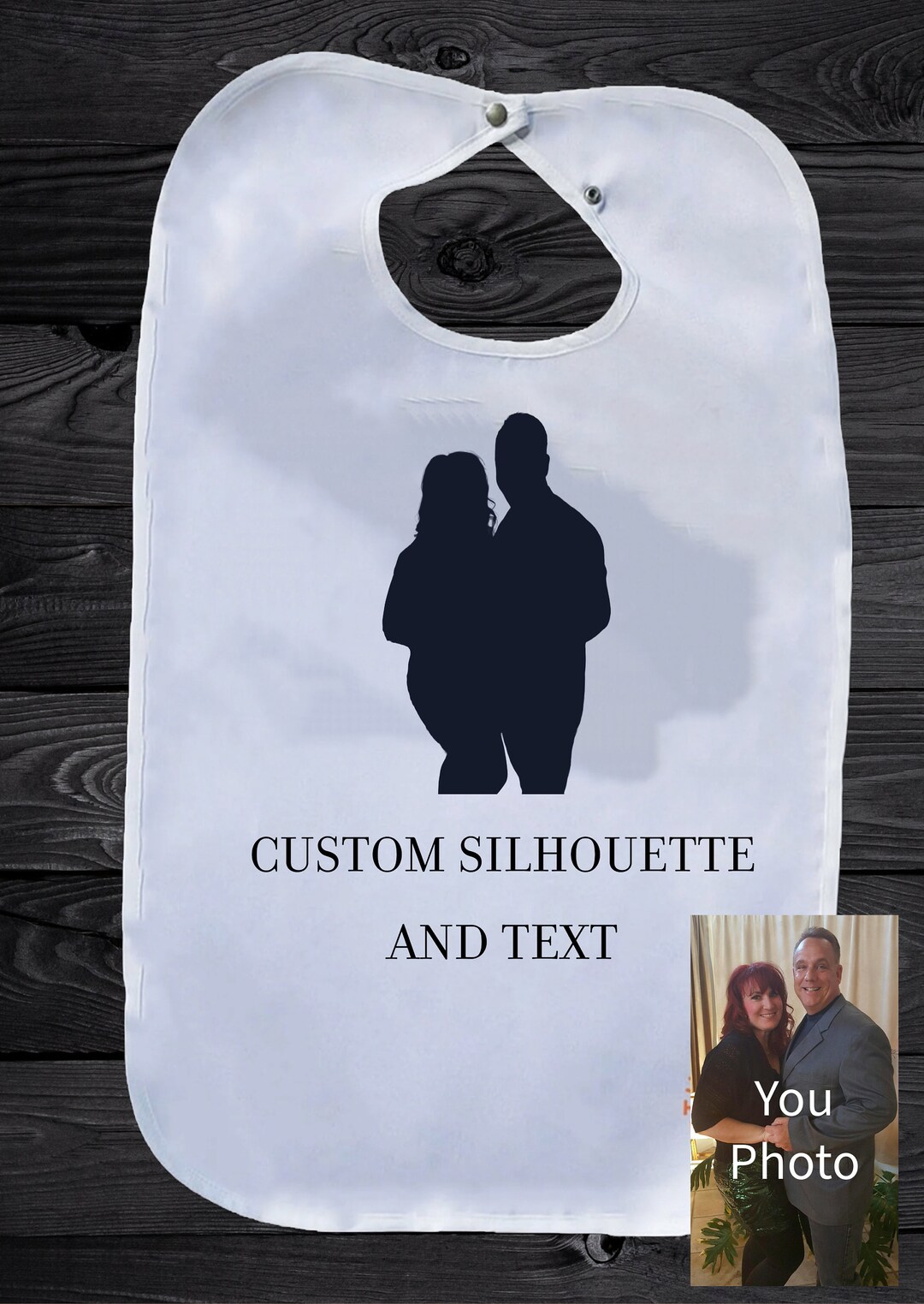 Custom Silhouette Adult Bib and Text, Special Event Custom Bib - Etsy