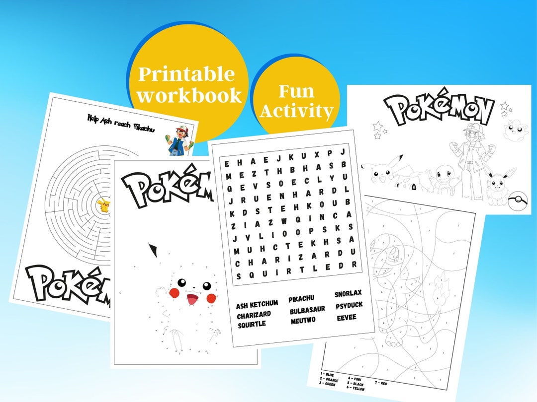 Pokemon-themed Workbook, Pokemon Coloring Pages, and Fun Activities ...