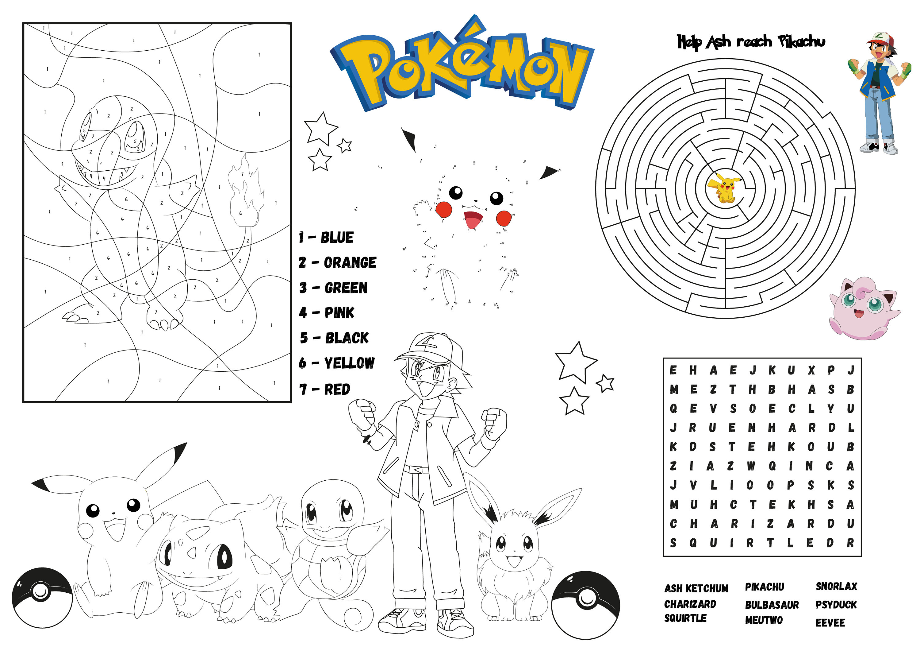 Printable Pokemon Activity Sheet Bundle, Pokemon Birthday Activity ...