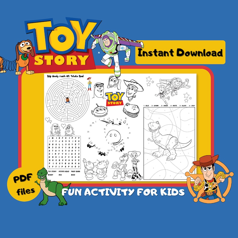 Printable Toy Story Activity Sheet, Toy Story Birthday Activity, Toy ...
