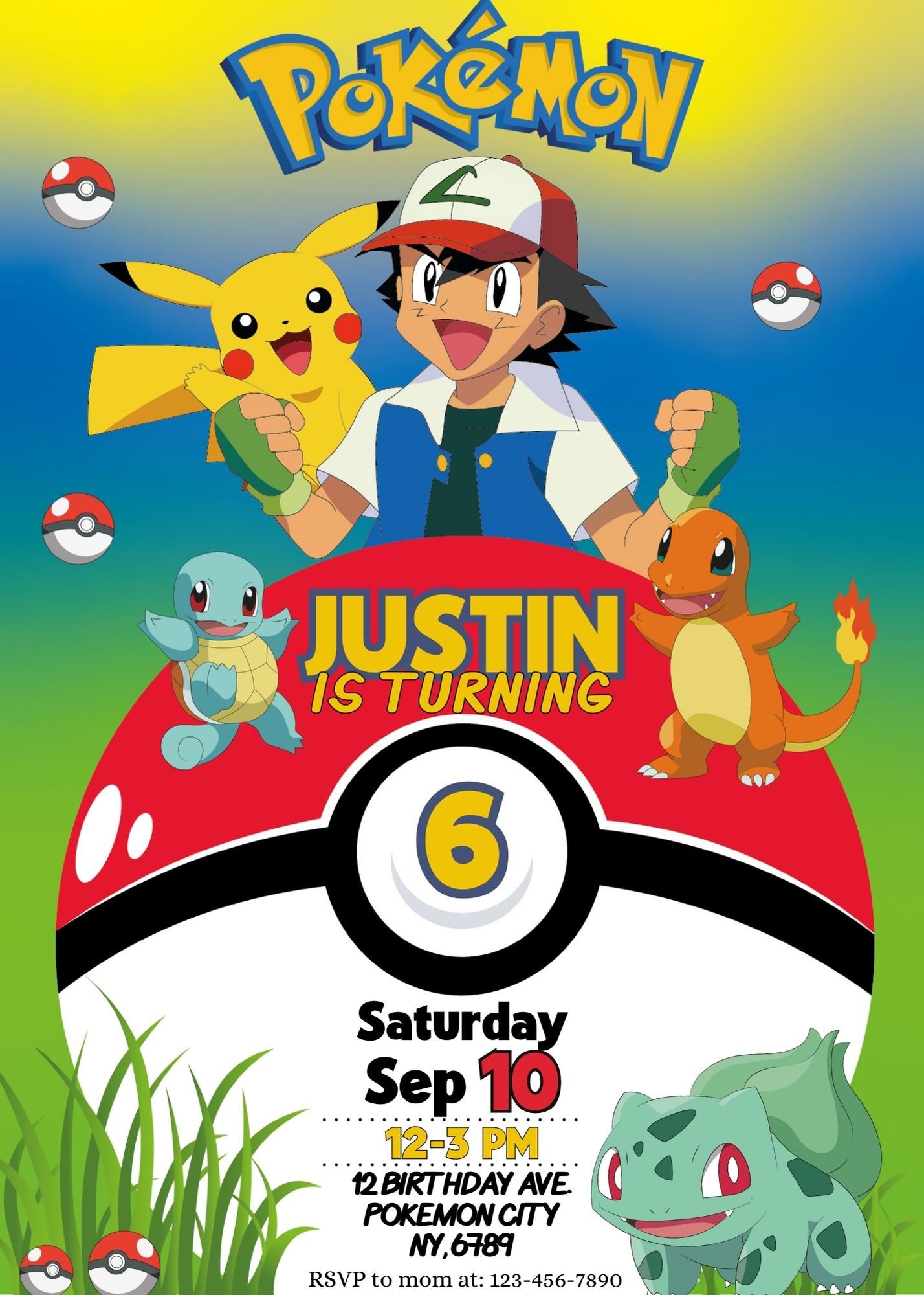 Editable Pokemon Birthday Invitation, Pokemon Birthday Theme, Instant ...