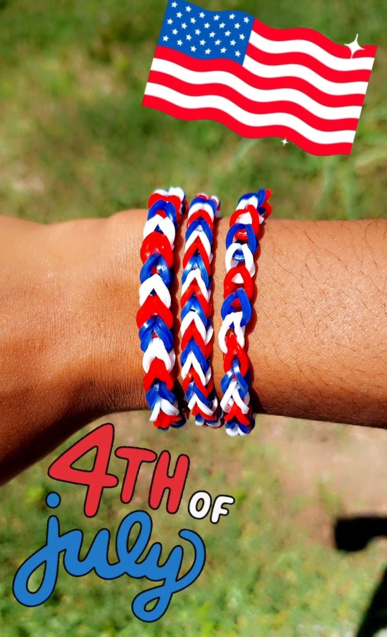 4th of July Bracelets Rainbow Loom Bracelet Friendship Bracelet - Etsy