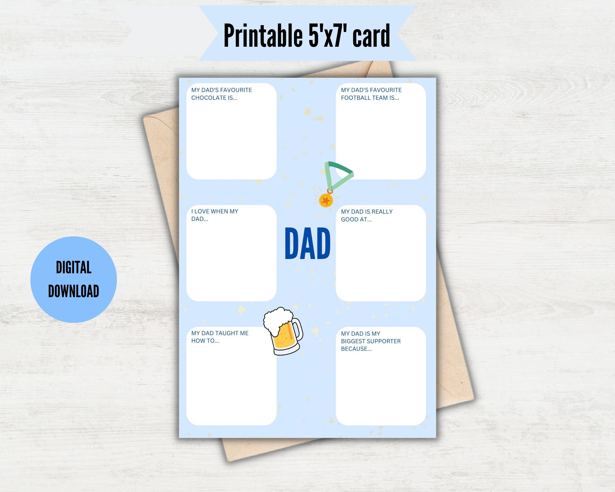 Fill in the Blank Fathers Day Card Father's Day Card All About My Dad ...