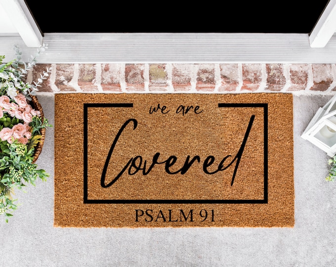 We Are Covered Door Mat, Psalm 91 Door Mat, Christian Doormat ...