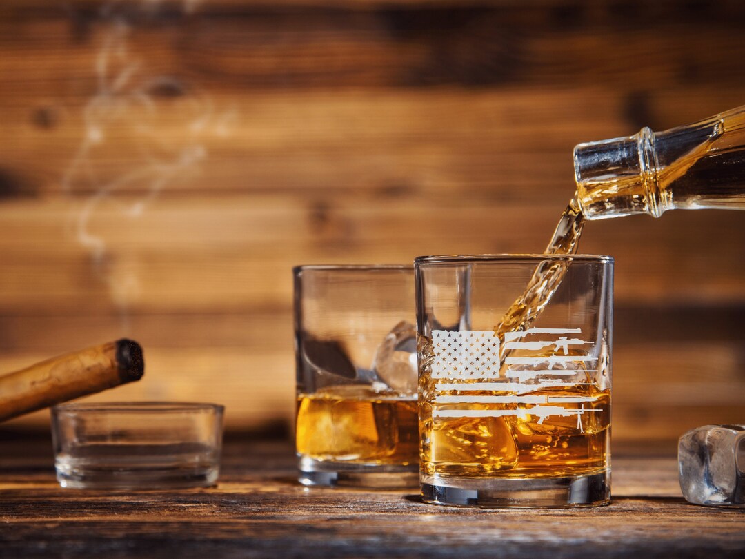 American Flag Whiskey Glass, Patriotic Rocks Glass, 2nd Amendment ...