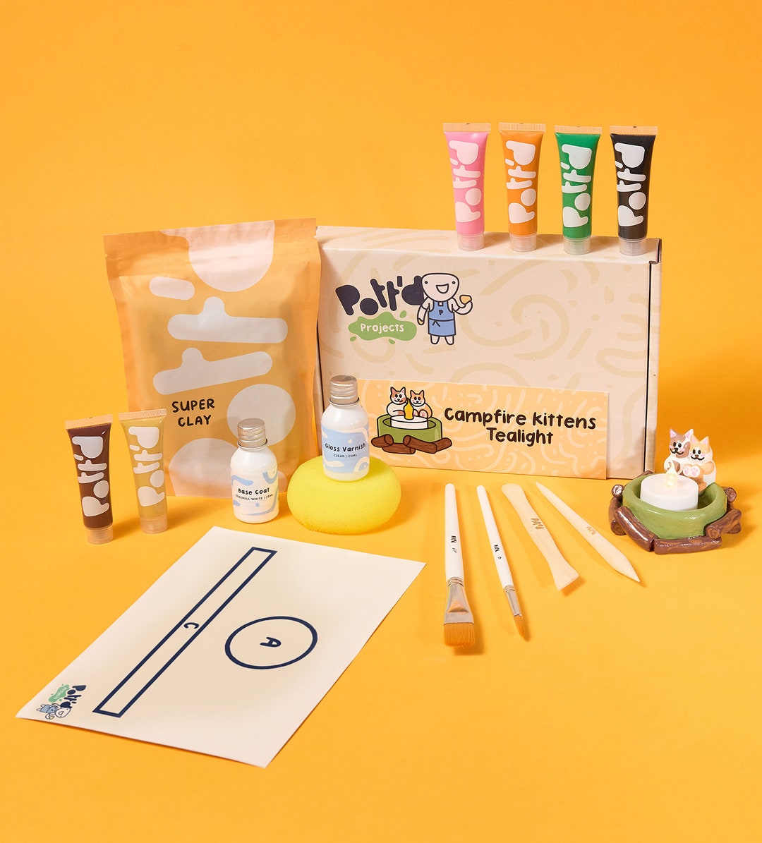 Pott'd Projects Best Air Dry Clay Pottery Kit for Adults Includes ...