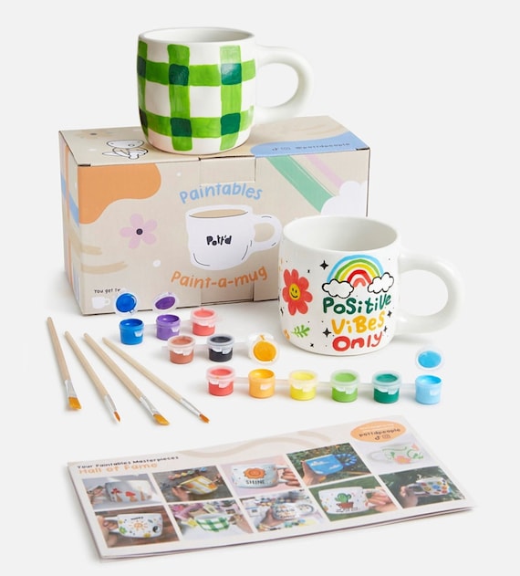 Pott d Paintables Paint a mug Kit Pottery Painting Kit for Adults Includes Mugs Paints Brushes and Painting Inspiration Guide Etsy Canada