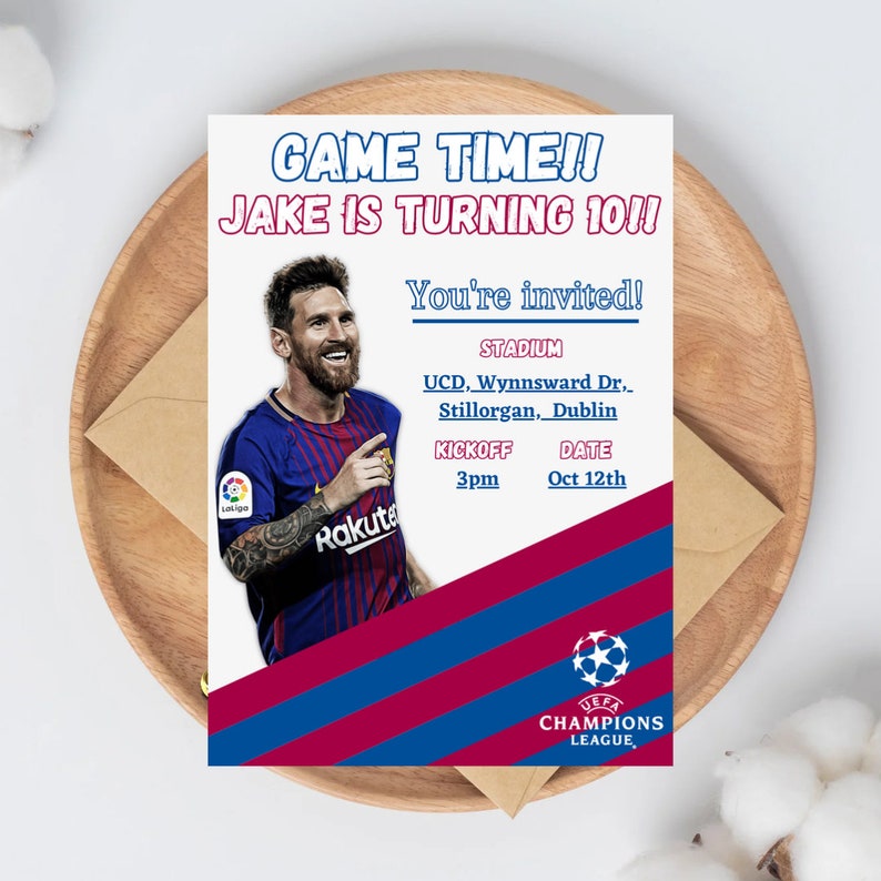 Lionel Messi Birthday Invitation | Editable Football Party (digital) - Etsy
