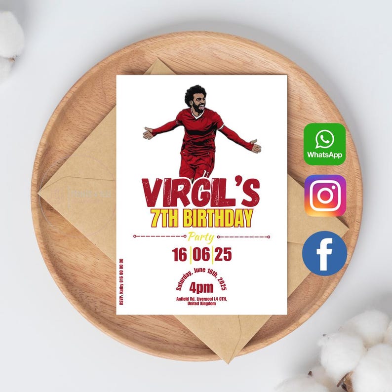 Mohamed Salah Birthday Invitation | Liverpool FC, Editable (digital ...