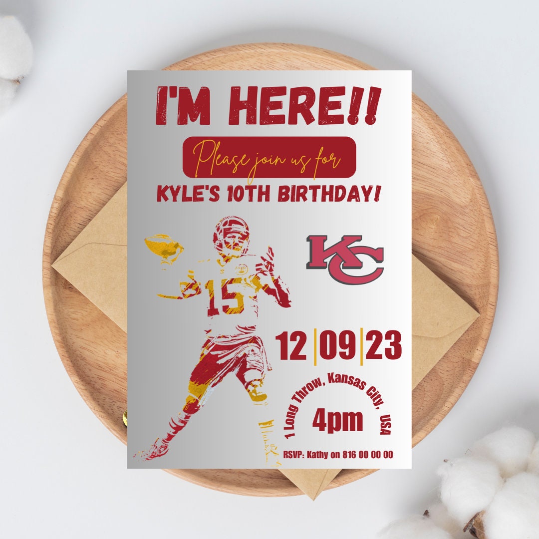 Patrick Mahomes Kansas City Chiefs Editable Birthday Invitation ...