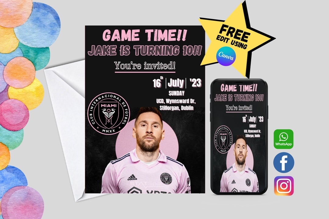 Lionel Messi Theme Birthday Editable Kids Party Invitation - Etsy