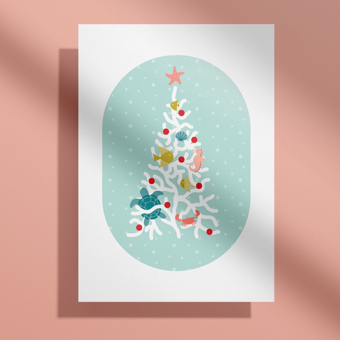 Christmas Coral Printable Holiday Card / Instant Download Christmas ...