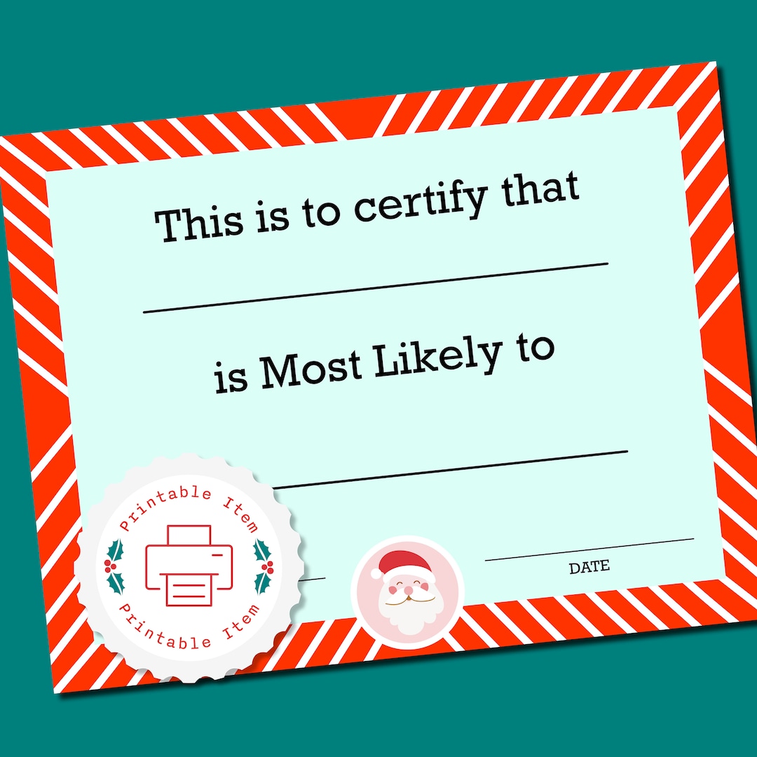 Printable Christmas Award Certificates Bundle 20 Pre-made - Etsy