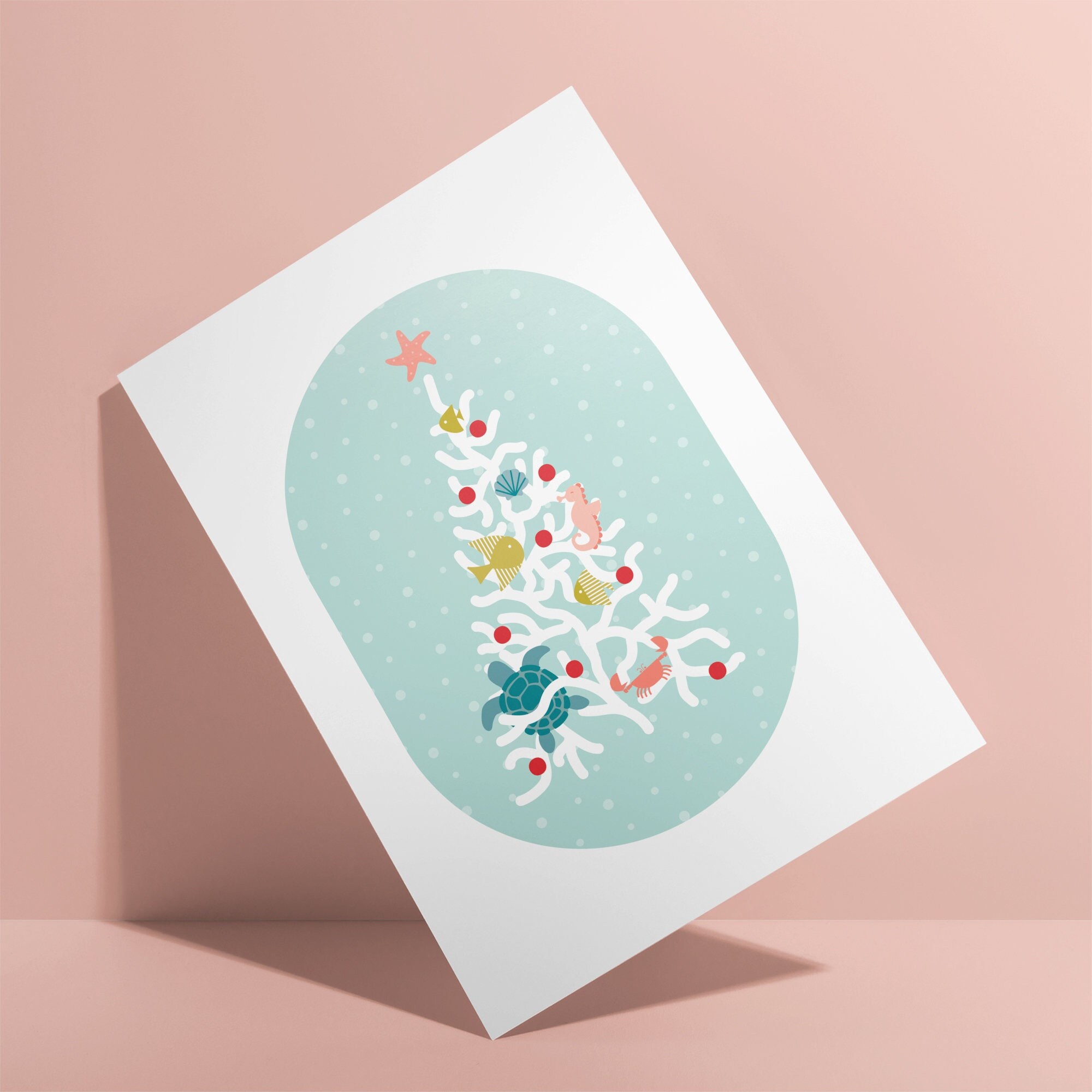 Christmas Coral Printable Holiday Card / Instant Download Christmas ...