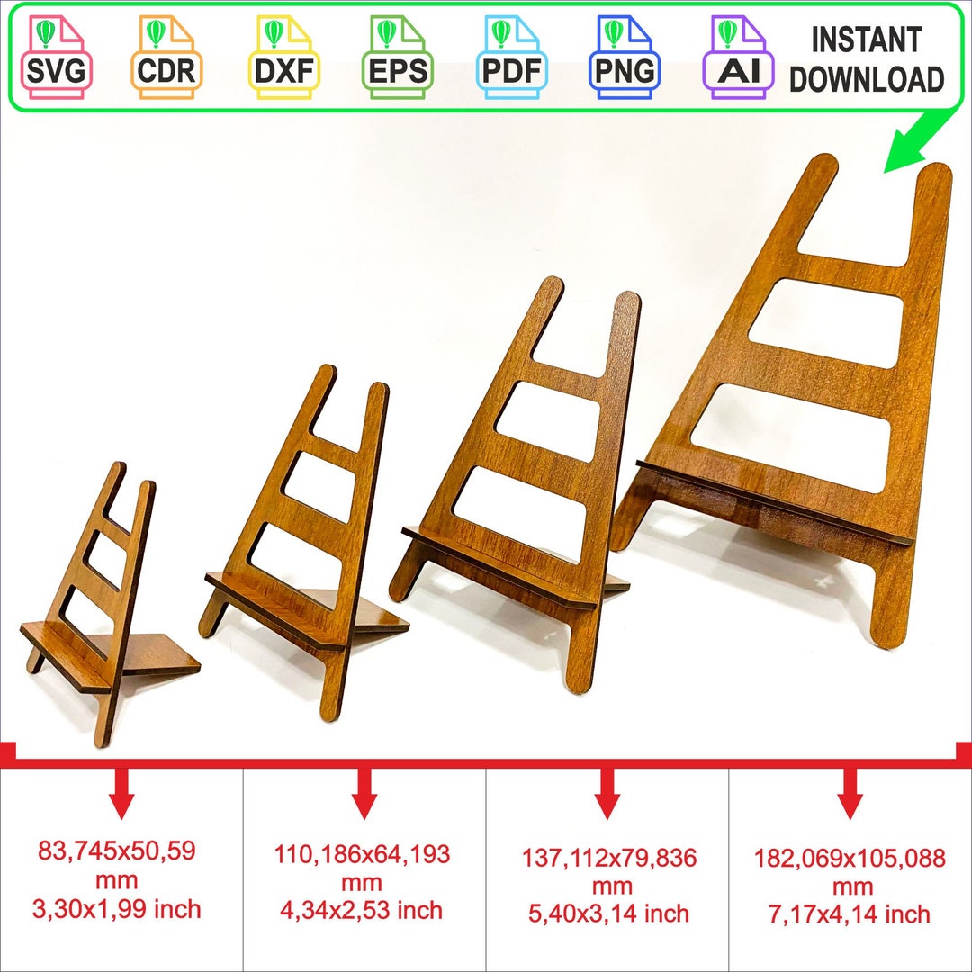 3mm Laser Cut EASEL Stand Svg, Easy to Use Glowforge Files and Laser ...