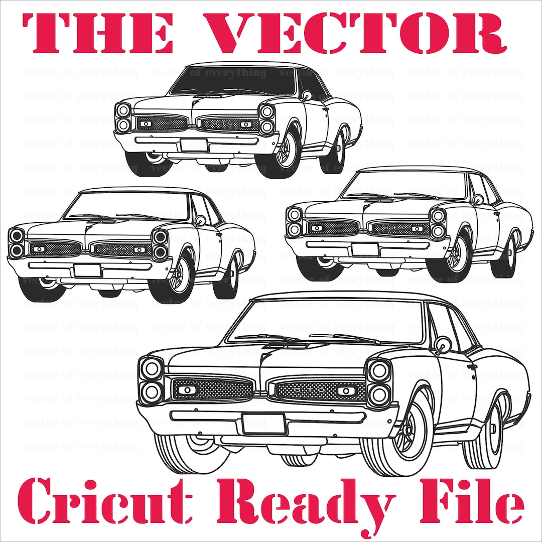 1965 Muscle Car GTO SVG, Vector Cut File, Cricut, Silhouette, Laser Cnc ...