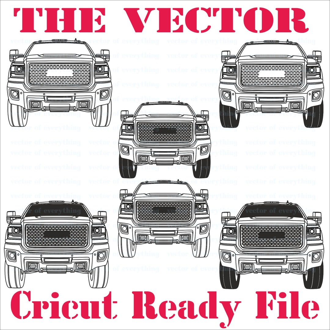 2015 Sierra 2500 Denali HD Truck Front View SVG, Vector Cut File ...