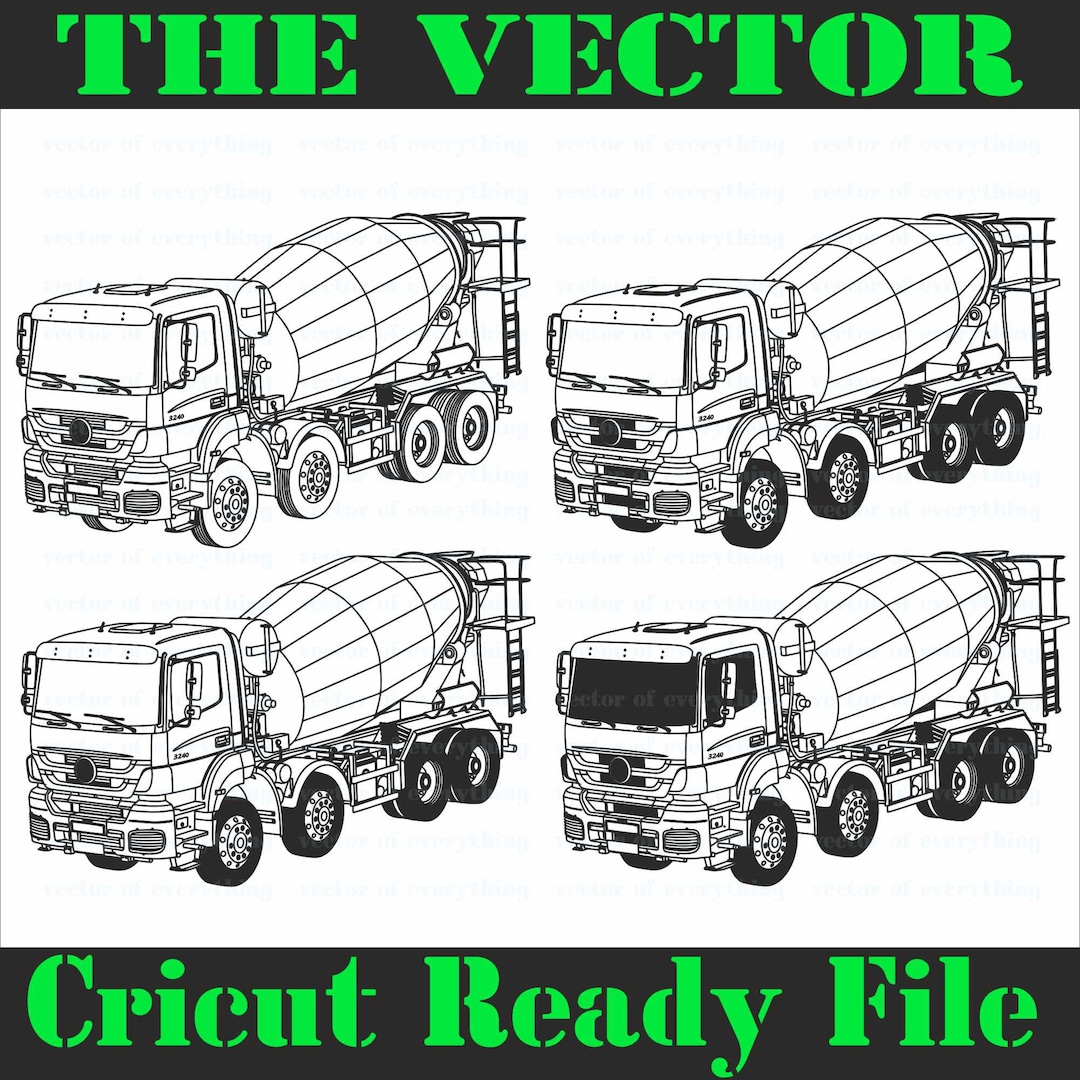 Cement Mixer SVG, Vector Cut File, Cricut, Silhouette, Laser CNC ...