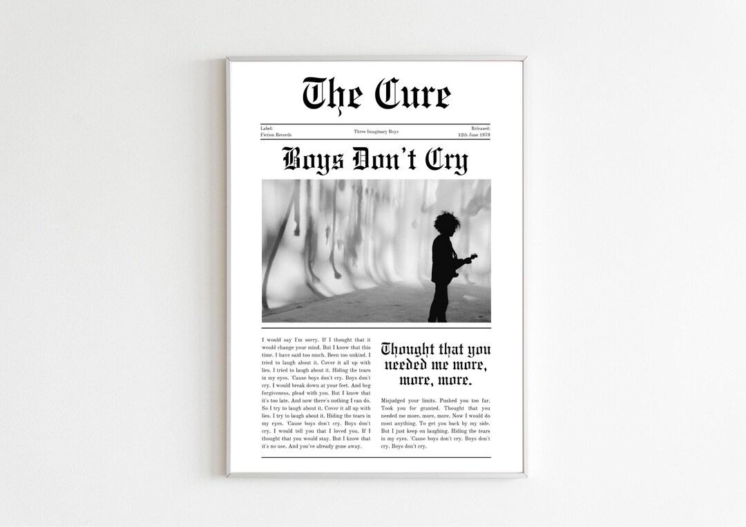 The Cure Boys Don't Cry Newspaper Poster Print Robert Smith Download ...