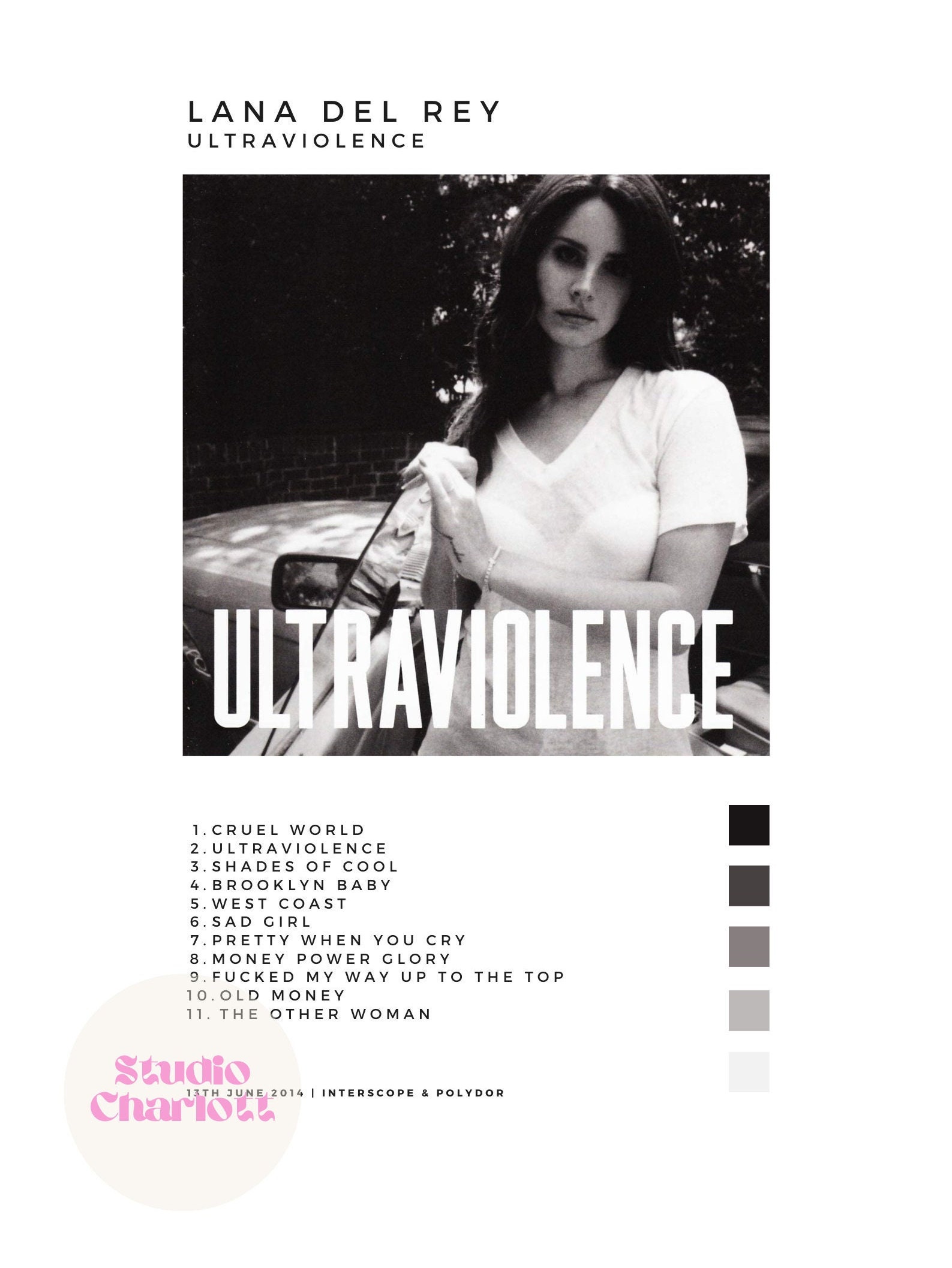 Lana Del Rey | Ultraviolence | Album Poster Printable Digital Download