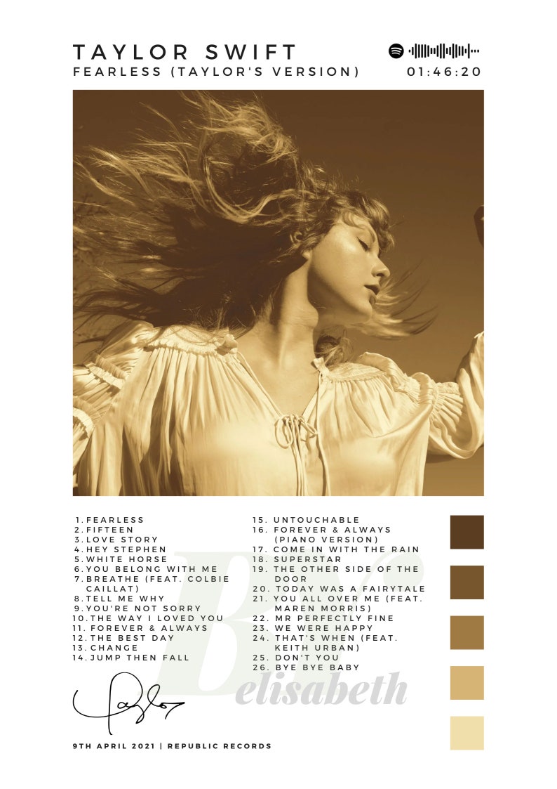 Taylor Swift Fearless Poster TV Taylor's Version Album Descarga digital ...