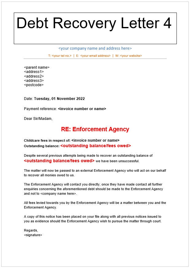 Debt Management Toolkit for Business, Includes 4 Debt Recovery Letters ...