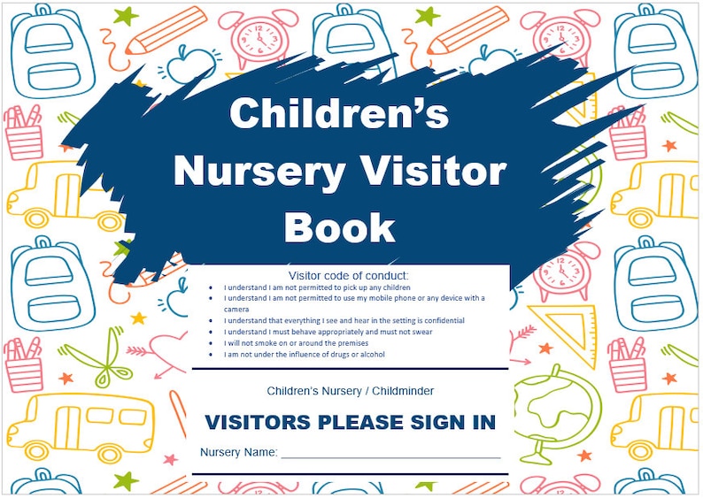 Visitors Signing in and Out Book for Children's Nursery or Childminder ...