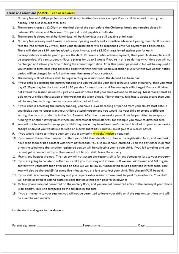 Child Starter Form/data Collection for Childminder or Children’s Nursery, Microsoft Word, Open ...