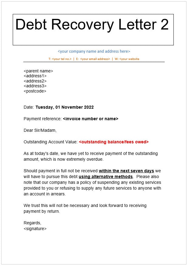 Debt Management Toolkit for Business, Includes 4 Debt Recovery Letters ...