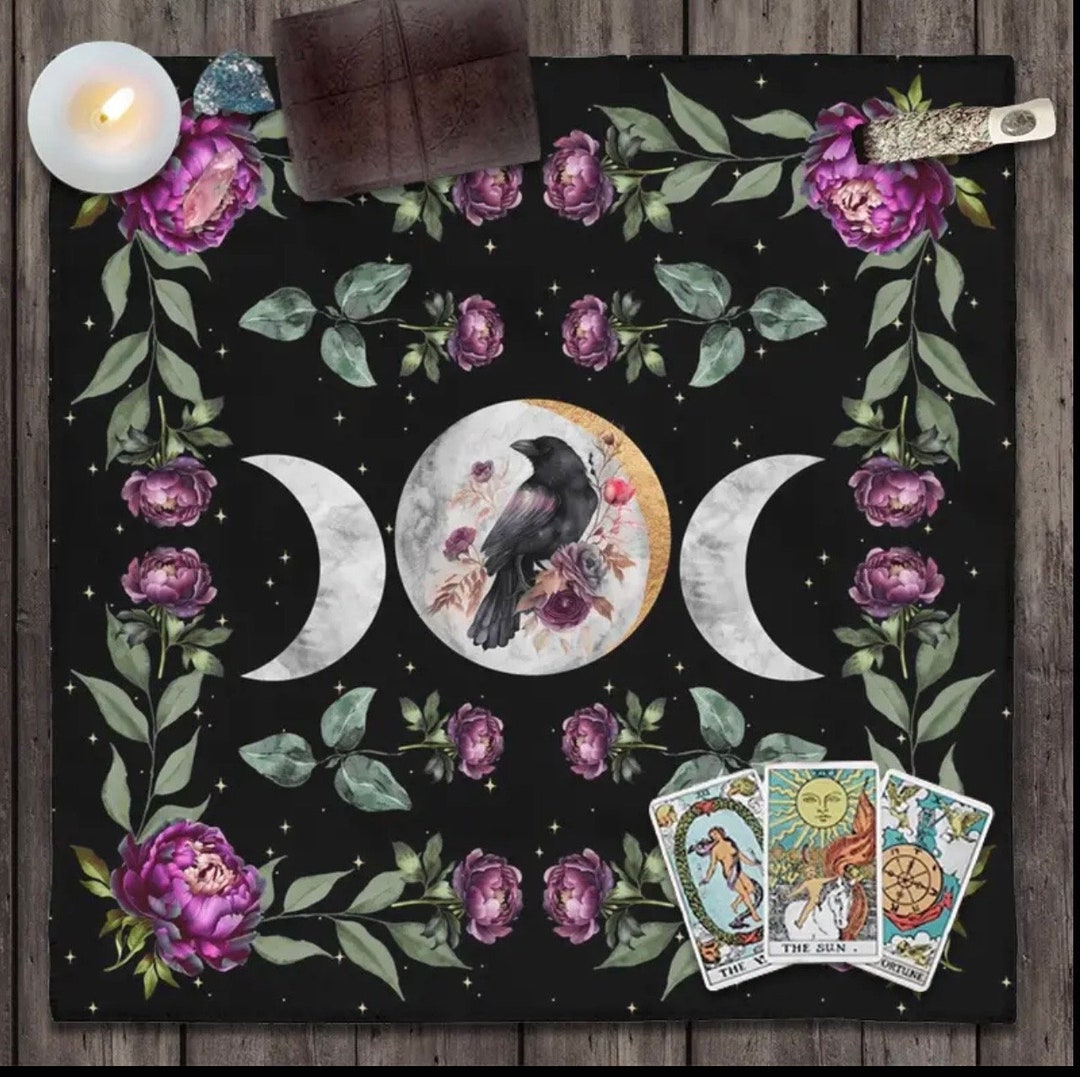 Raven Triple Moon Altar Cloth - Etsy