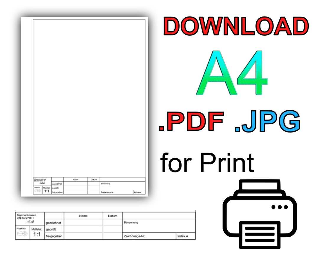 Dibujo técnico Descargar en blanco Formato A4 Retrato ISO 7200 2 2768 1 Ingeniería mecánica ...