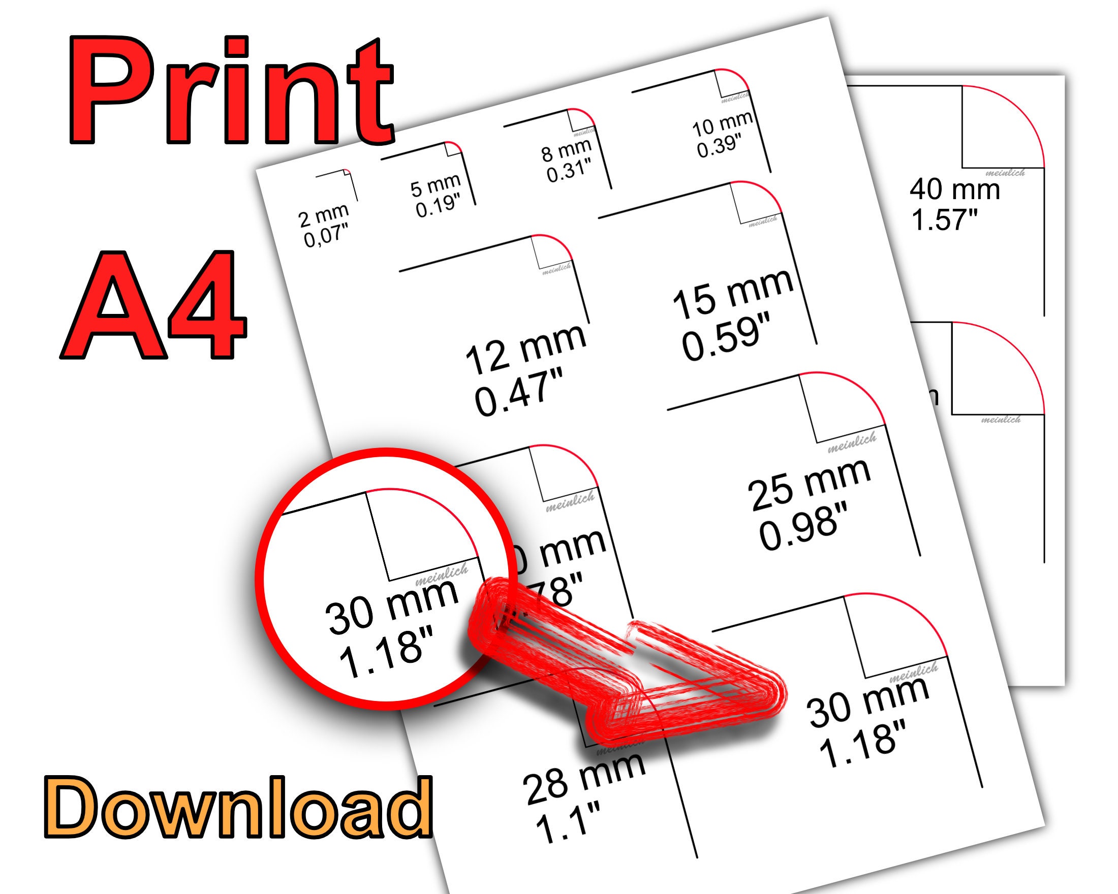 Corner Radius Template Printable