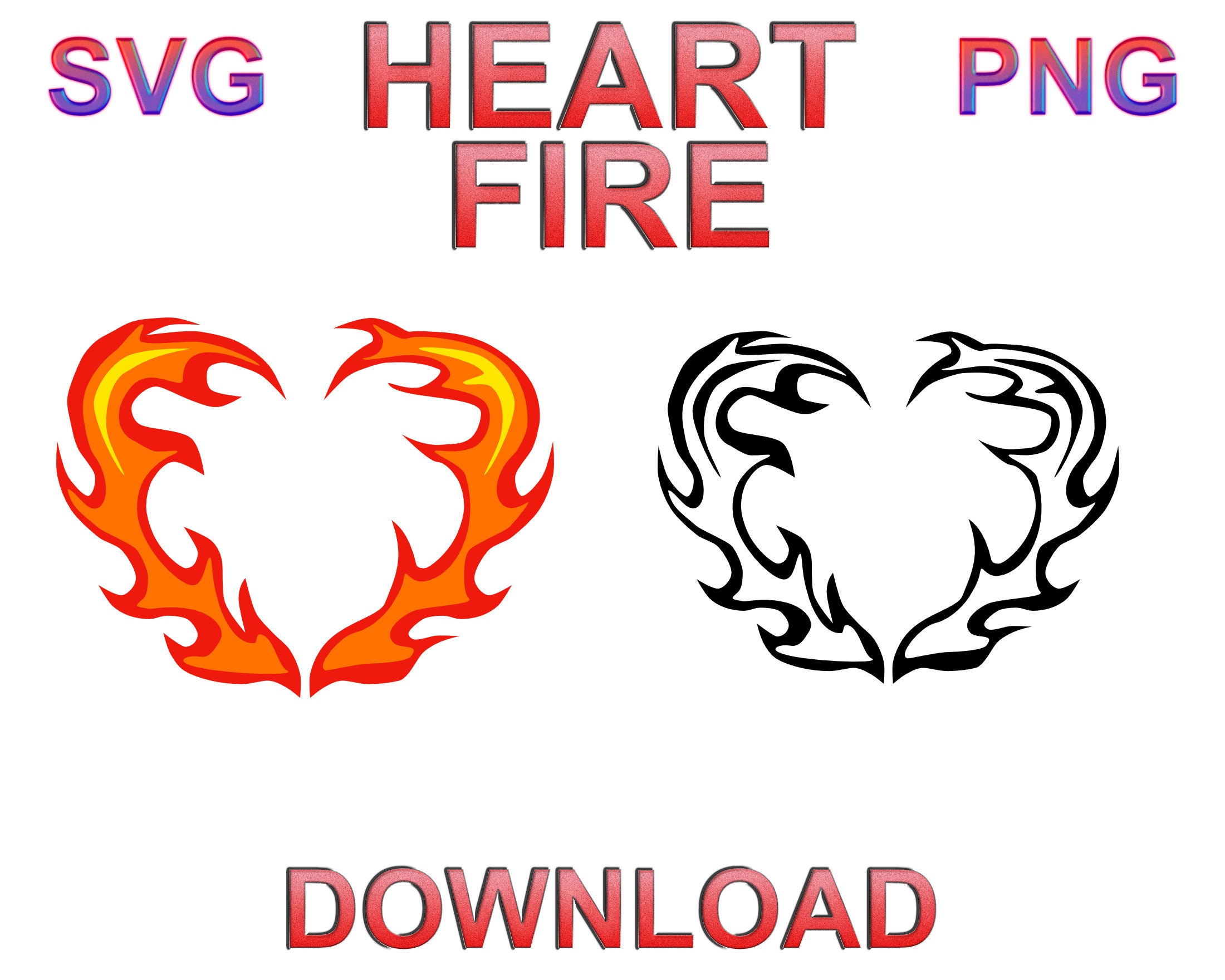 Heart Fire SVG PNG Curve Download Emoji Vector Vector Print - Etsy