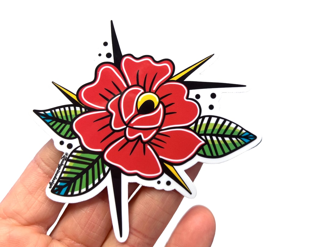 Rose Tattoo, Flash Art Sticker - Etsy