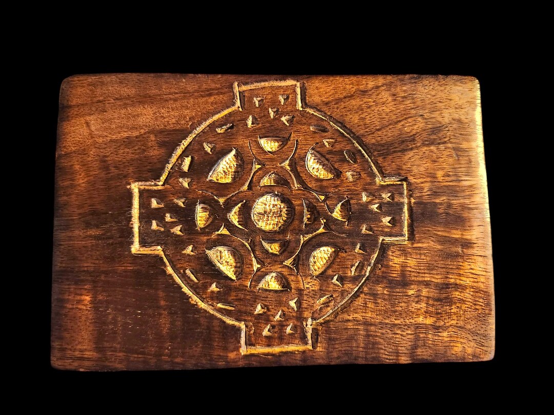 Celtic Cross Carved Wooden Box/ Celtic Cross Box/jewelry Box/altar Box ...