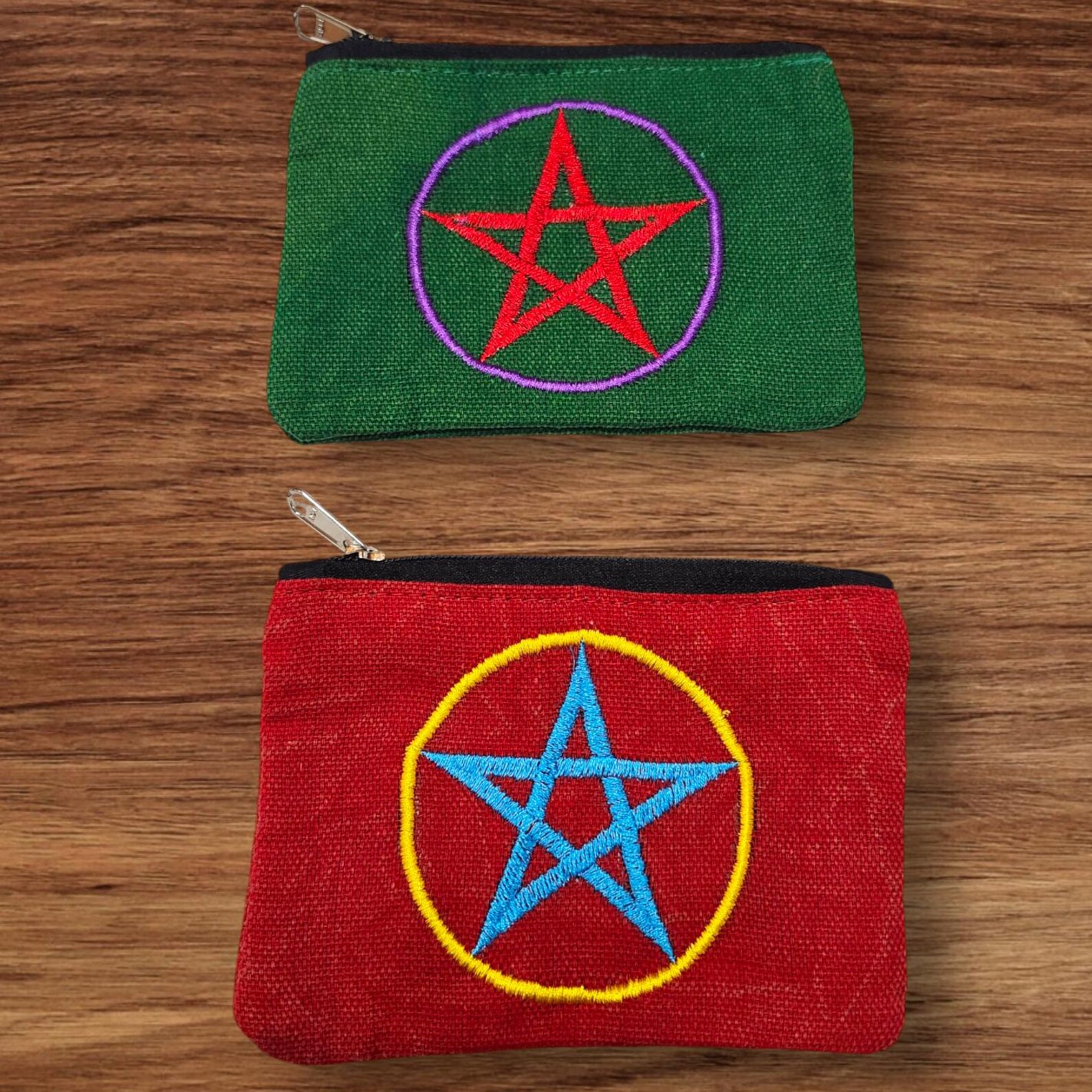 Pentacle Embroidered Cotton Coin Purse/pouch/for Crystals/witchy Wallet ...