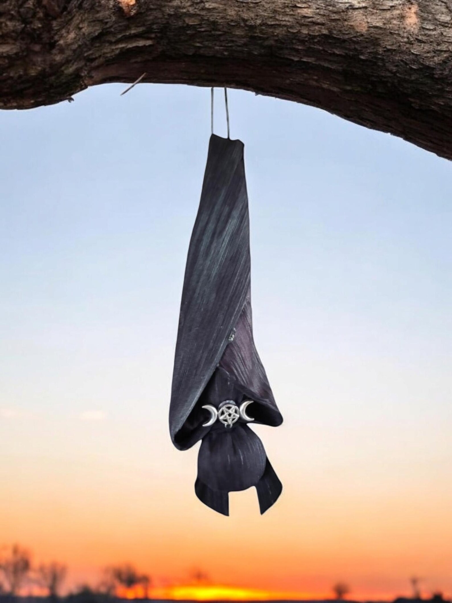 Vampire Bat Cornhusk, Medium Size, Tripple Moon Charm, Witchy, Poppet ...