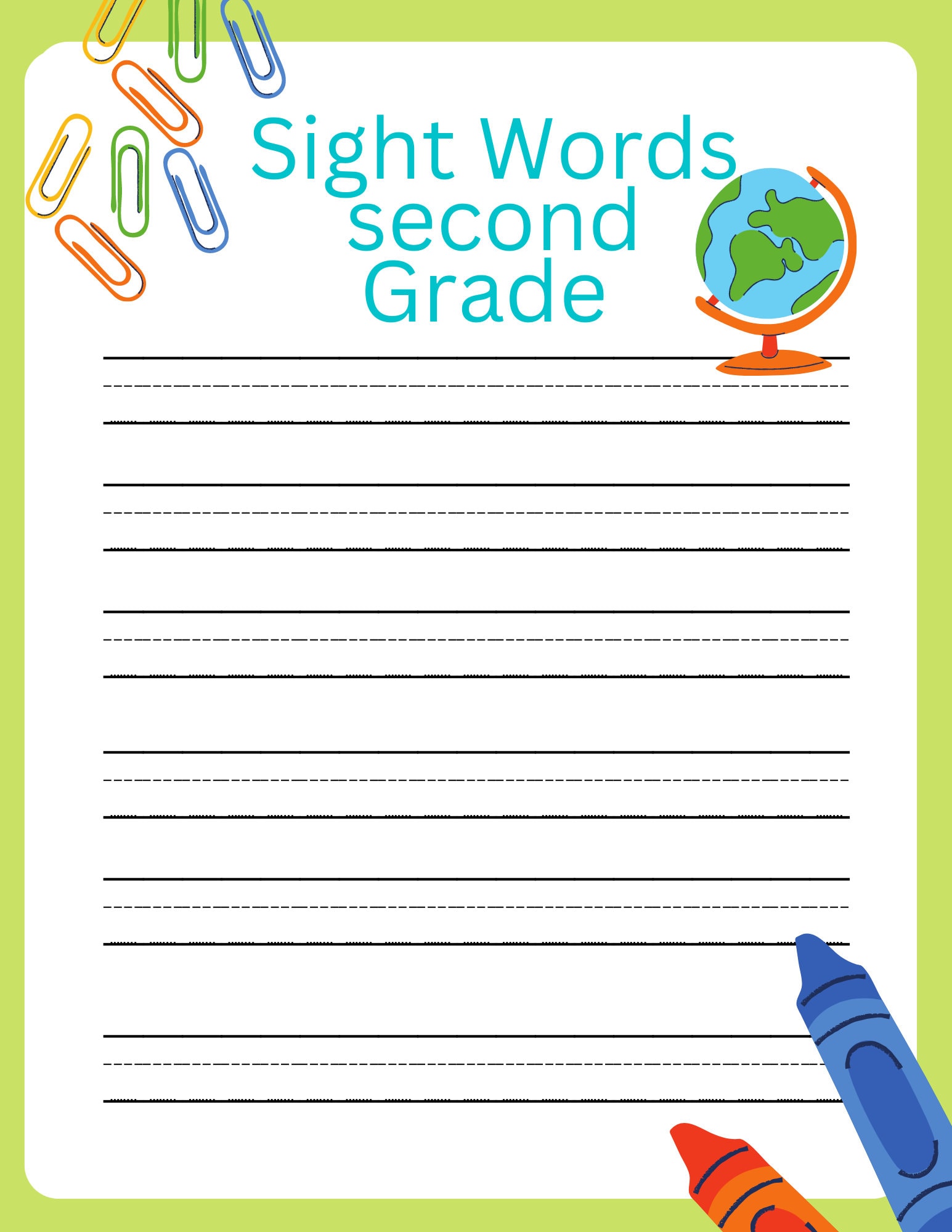 Sight Word Printable's for Second Grade Child Early - Etsy