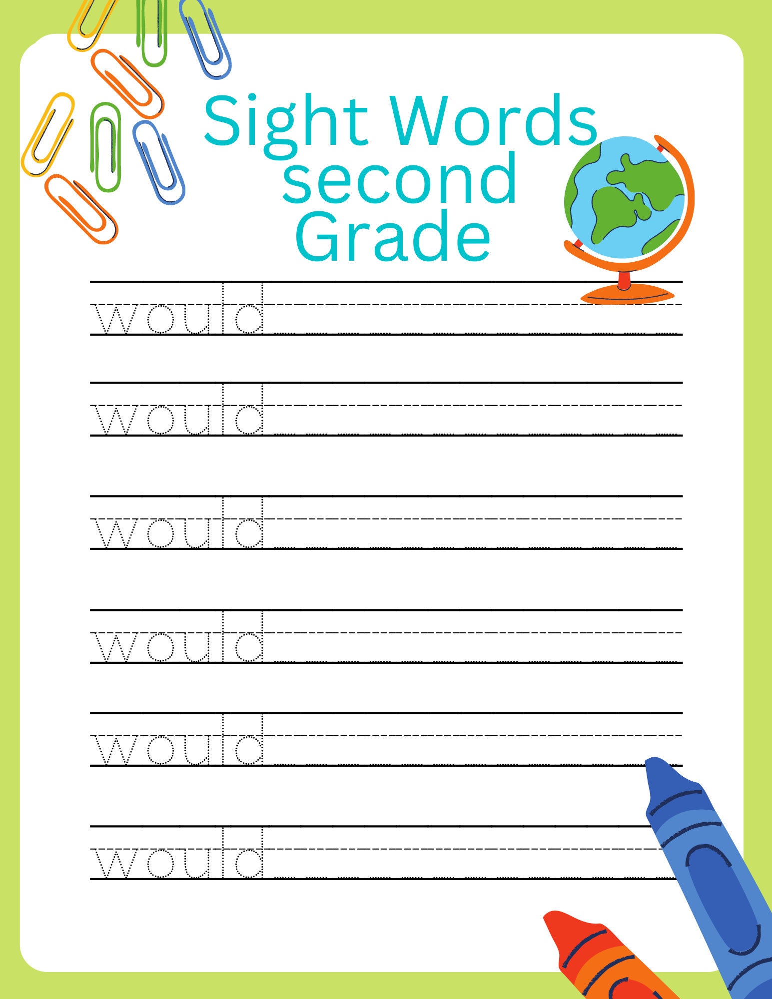 Sight Word Printable's for Second Grade Child Early - Etsy